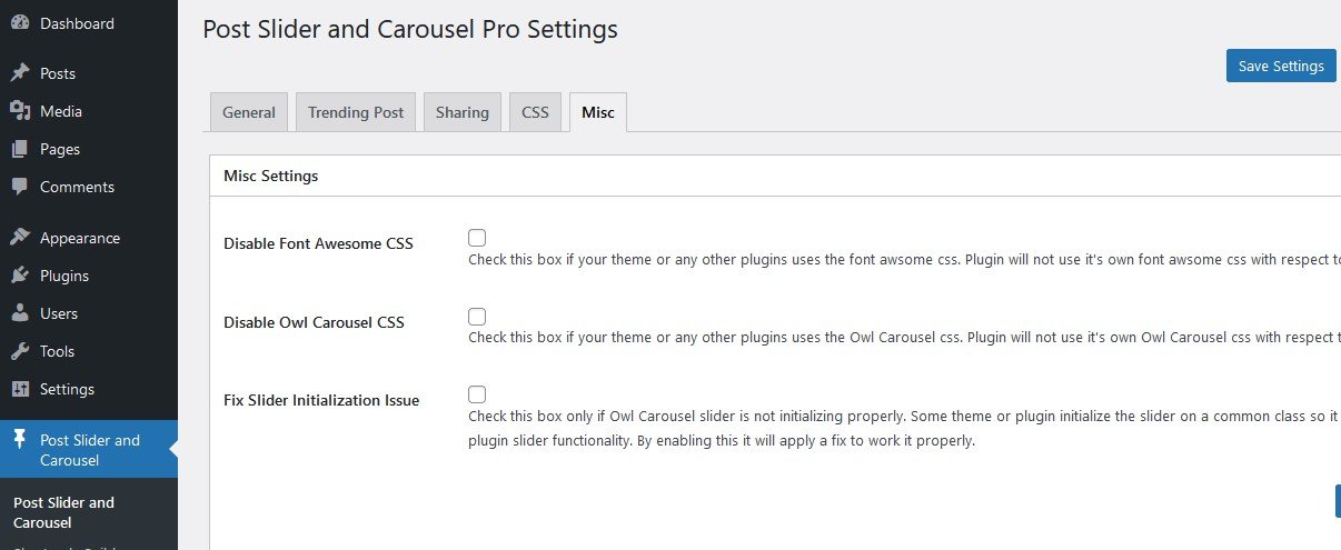 Misc Settings - InfornWeb Documentation