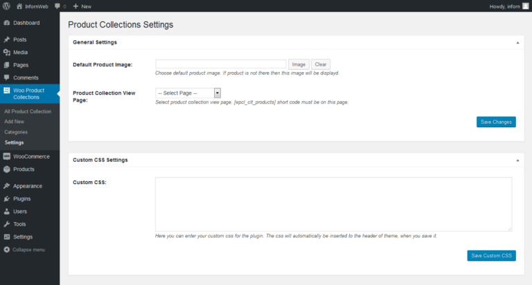 Plugin Settings - InfornWeb Documentation